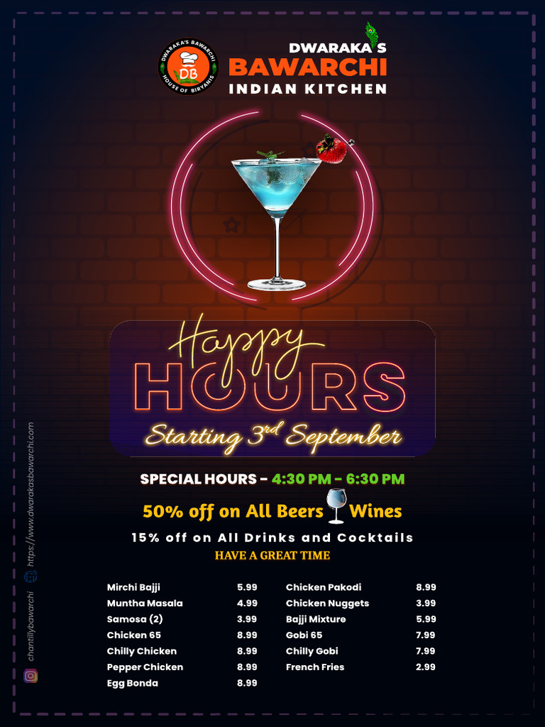 Dwaraka's Bawarchi Menu & Specials | PDF