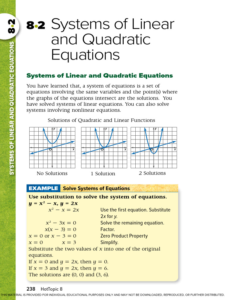 Quick Review Math Handbook (Teacher Edition) • Systems of Linear and ...