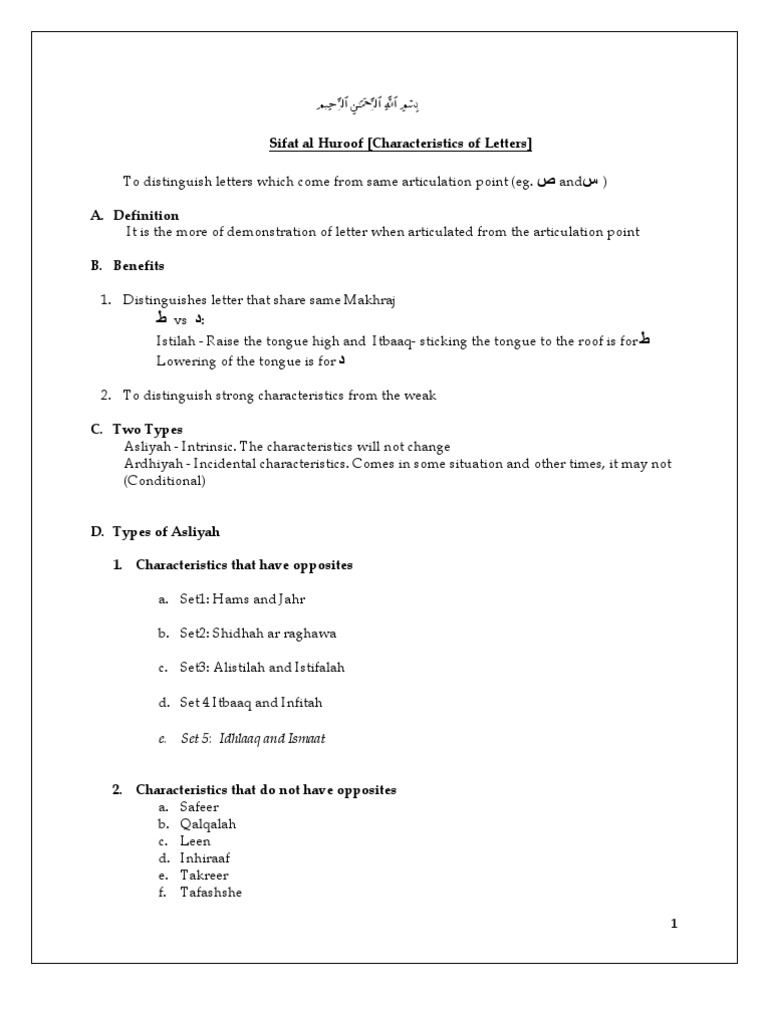 Characteristics of Arabic Letters | PDF | Oral Communication | Languages