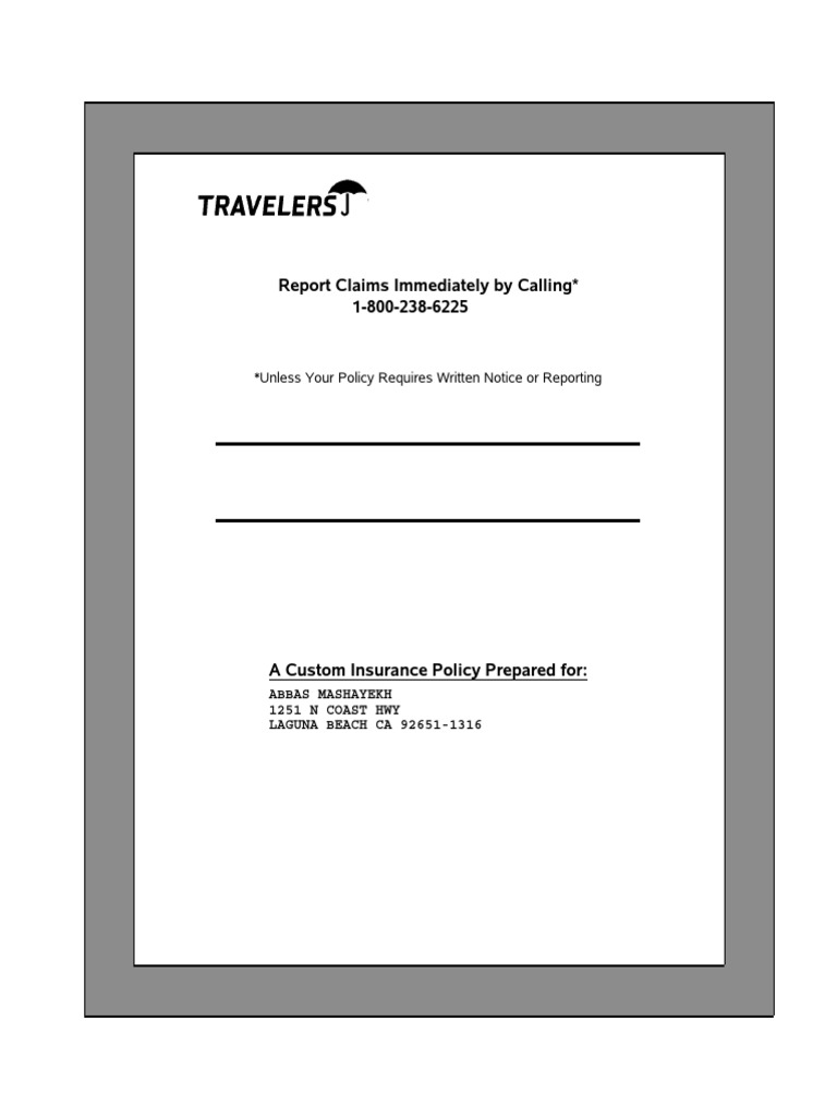 Cumb 2526 Trav Policy | PDF | Insurance | Liability Insurance