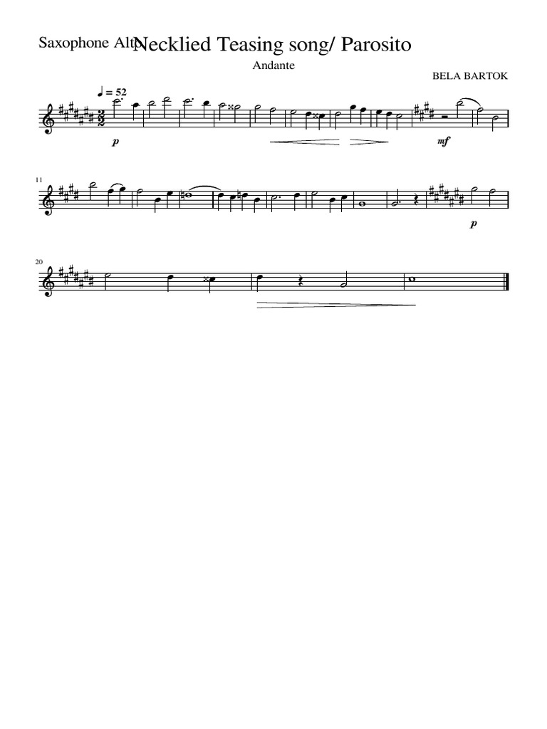 Necklied Teasing Song Parosito-Saxophone Alto | PDF