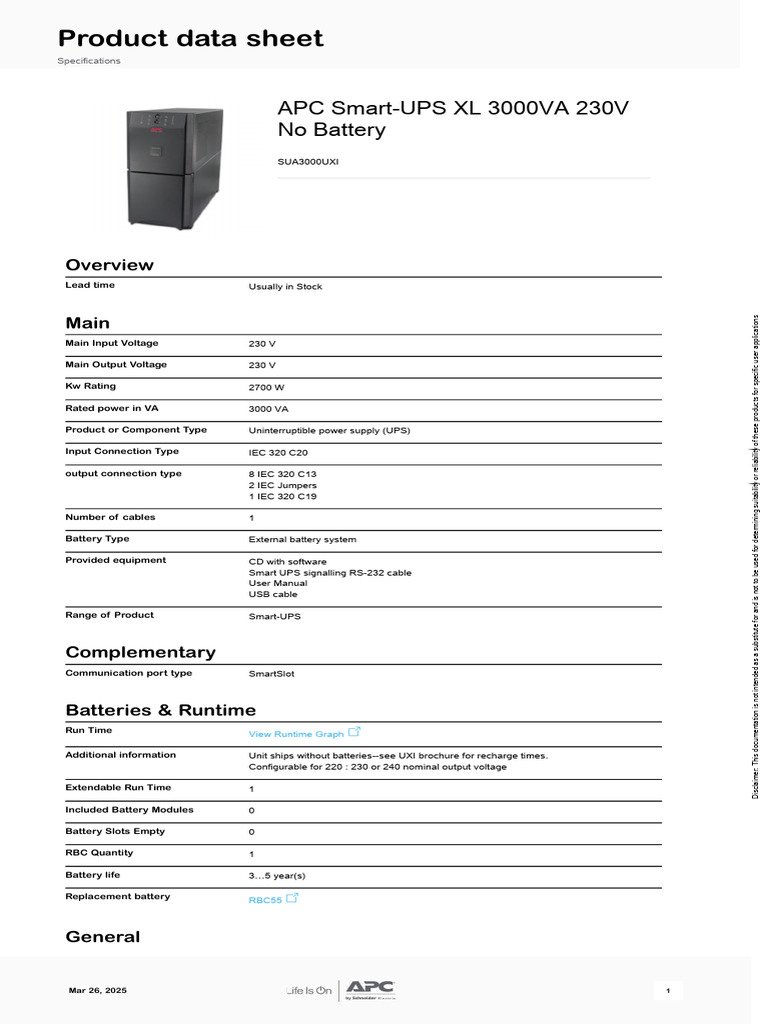 APC Smart-UPS XL 3000VA Overview | PDF | Electrical Engineering ...