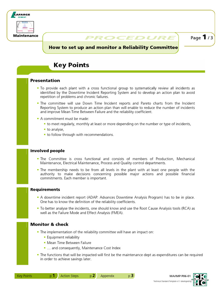 Setting Up a Reliability Committee Guide | PDF | Reliability ...