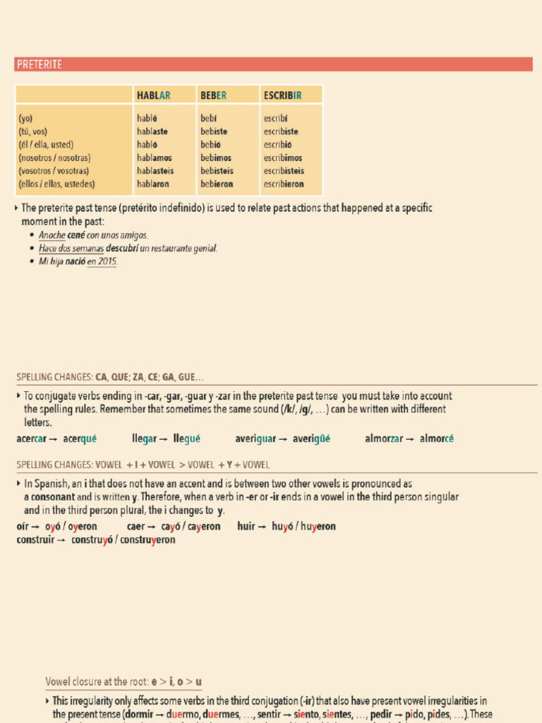 Gramática Pretérito Indefinido | PDF
