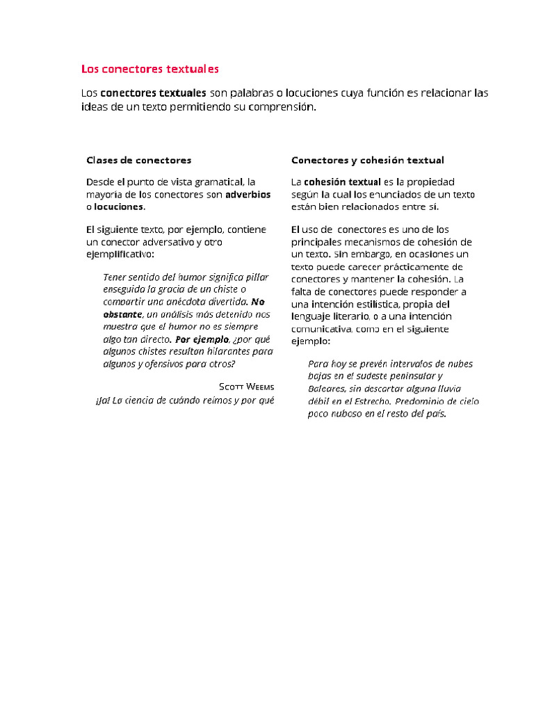 Los Conectores Textuales | PDF
