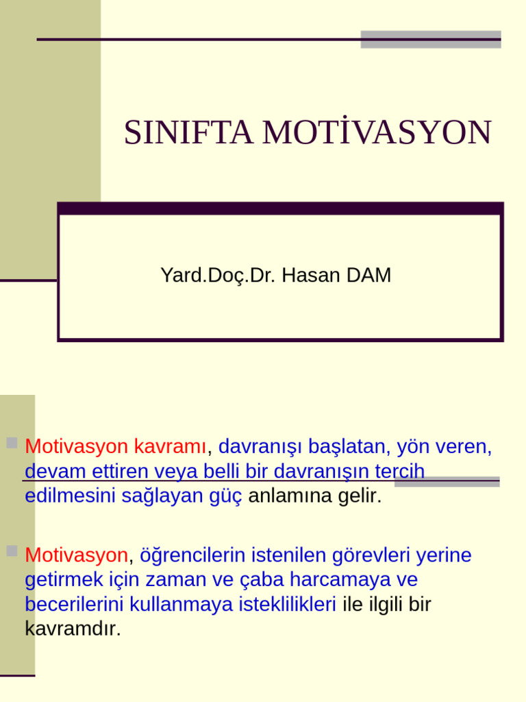 Sinifta Moti̇vasyon | PDF