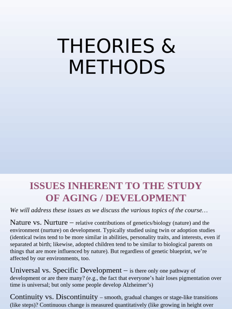 Theories Methods - Annotated Slides | PDF | Cohort Study | Experiment