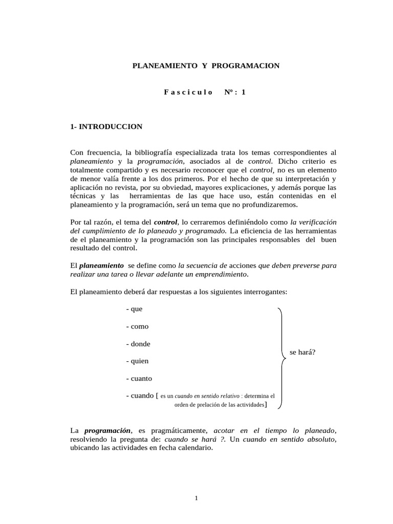 Planeamiento y Planificacion Fasc. 1 | PDF | Planificación | Programación de computadoras