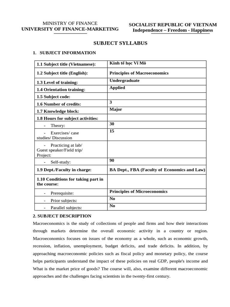 Macro Syllabus 2022 New Revised | PDF | Cost Of Living | Macroeconomics