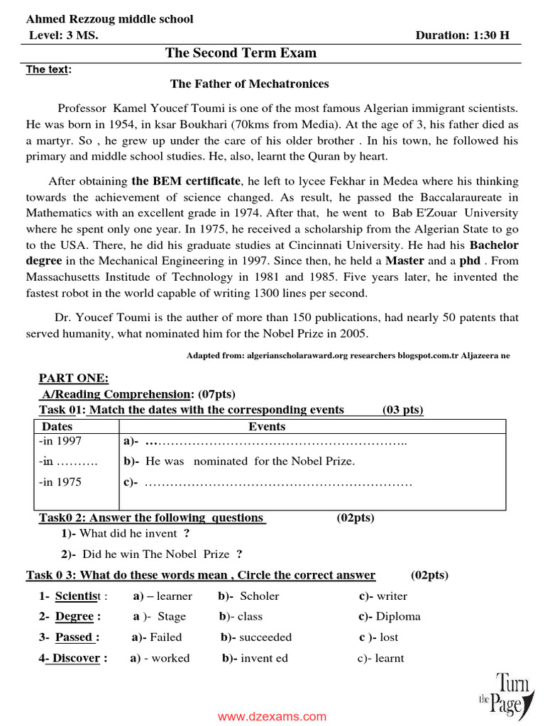 Dzexams 3am Anglais 144170 | PDF