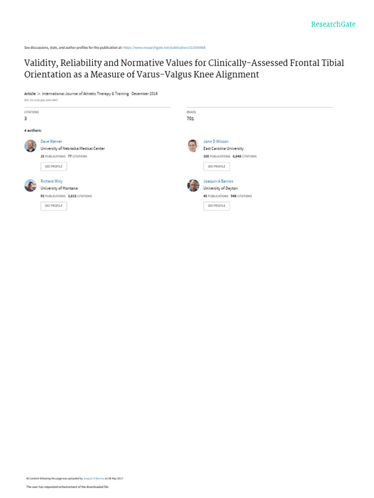 Validity Reliability and Normative Values For Clinically Assessed ...