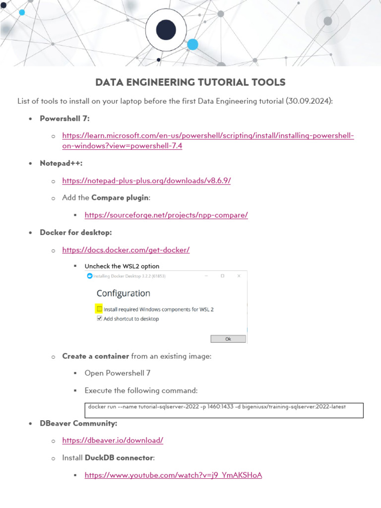 Data Engineering - Tutorials - Tools To Install | PDF