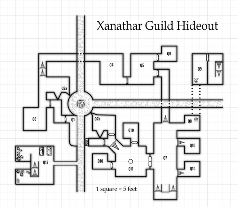 1.2 Guild Hideout - DM Version Printout with Grid | PDF