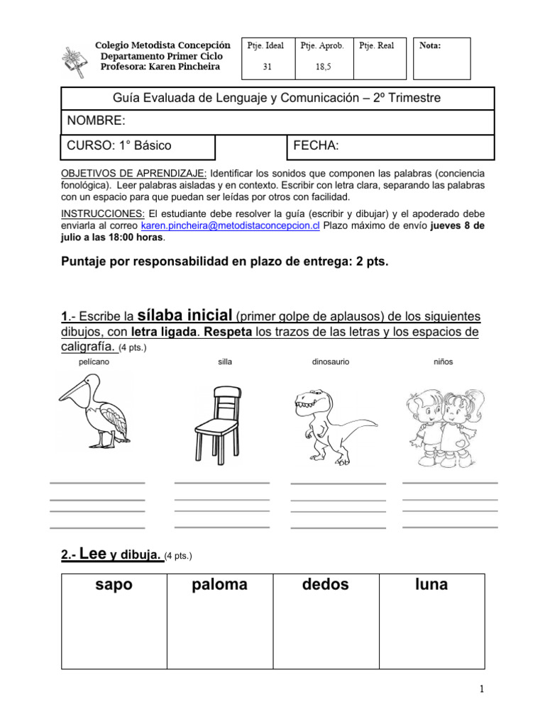 02-07 Guía Evaluada Lenguaje 2º Trimestre | PDF
