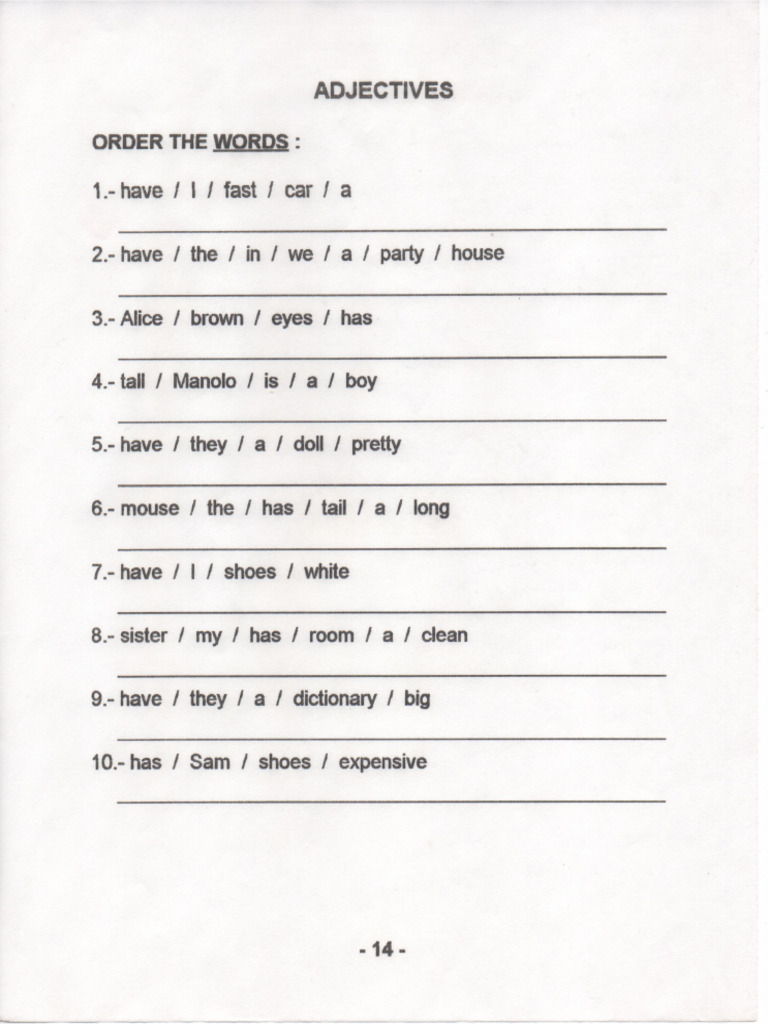 Adjectives Pdf