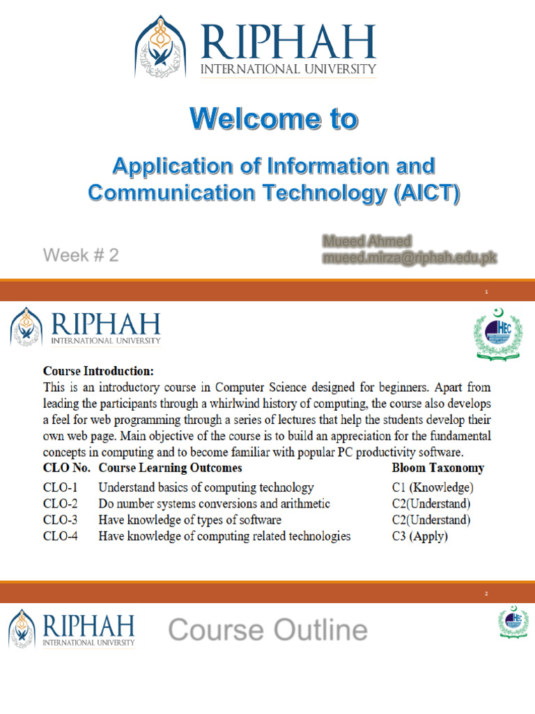 AICT Course Overview and Modules | PDF | Computer Keyboard | Image Scanner