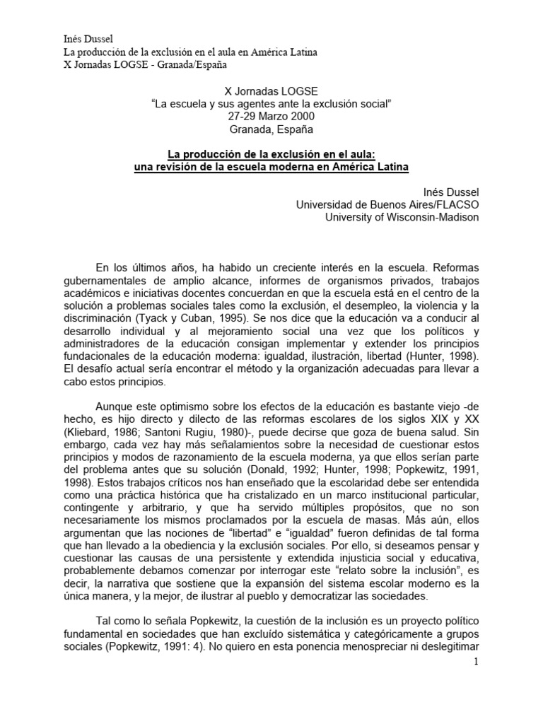 Exclusión educativa en América Latina | PDF | Inclusión (Educación ...