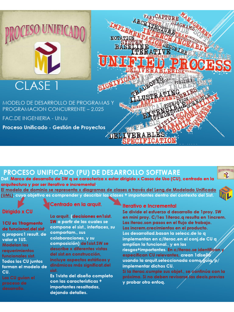 Clase 1 2025 Proceso Unificado - Gestión de Proyectos | PDF | Lenguaje de modelado unificado ...