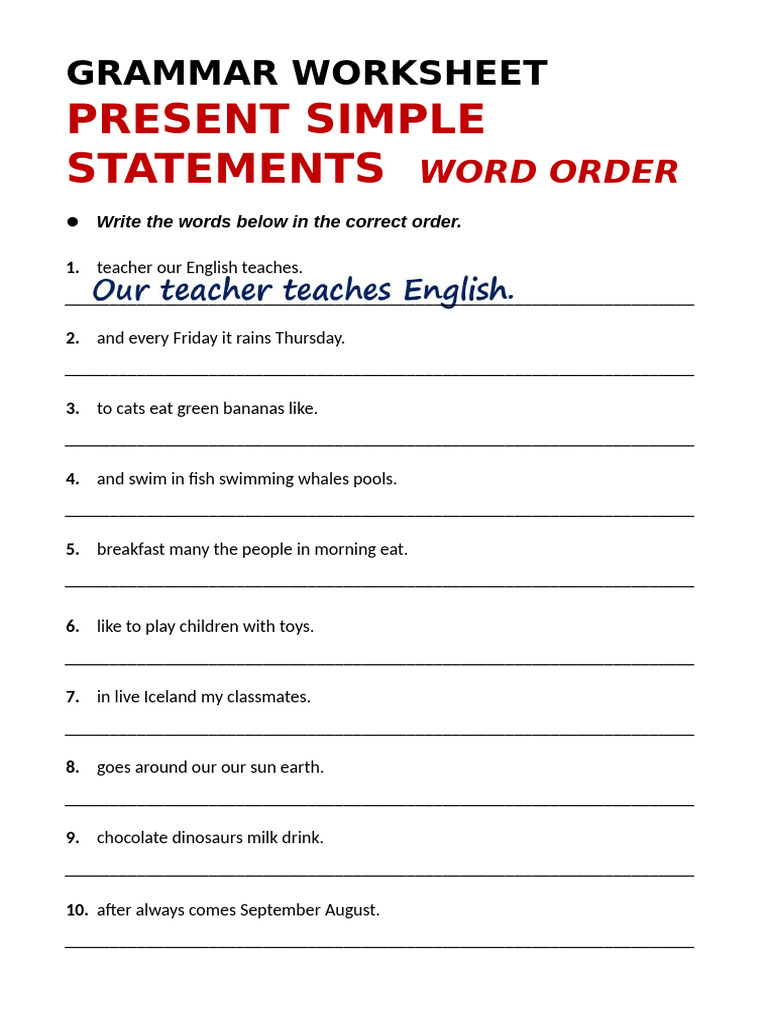 Present Simplr - Wordorder | PDF