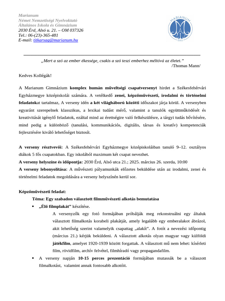 EHM Komplex Humán Műv. Verseny_2025 | PDF