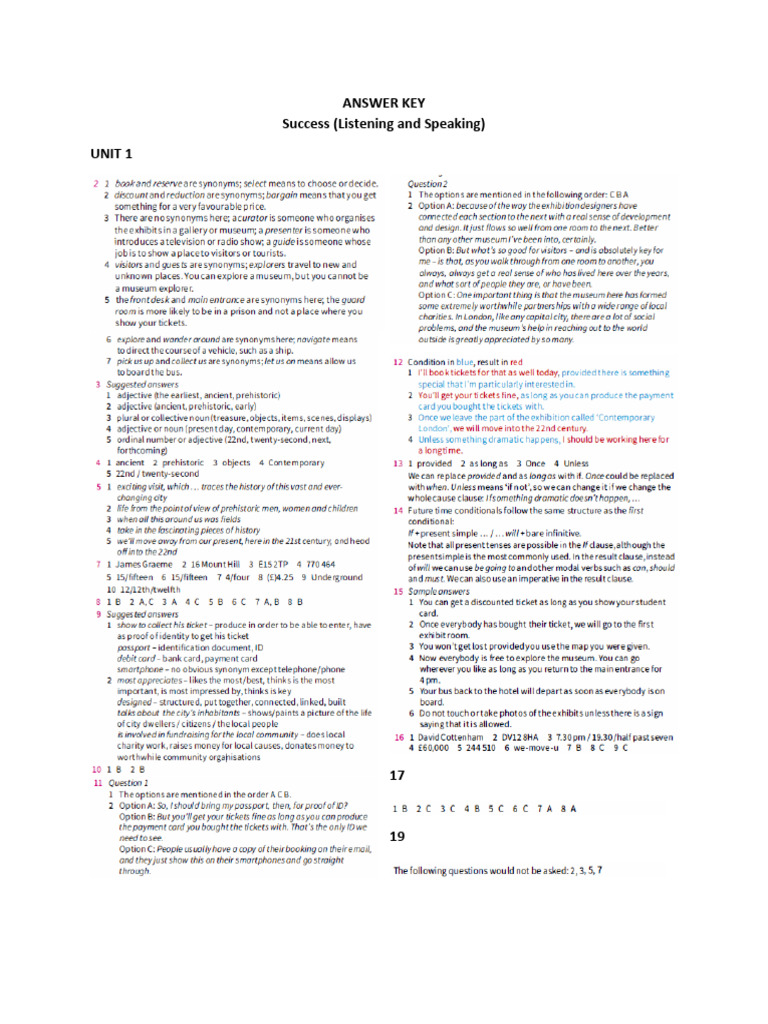 Success - Answer Key LS | PDF