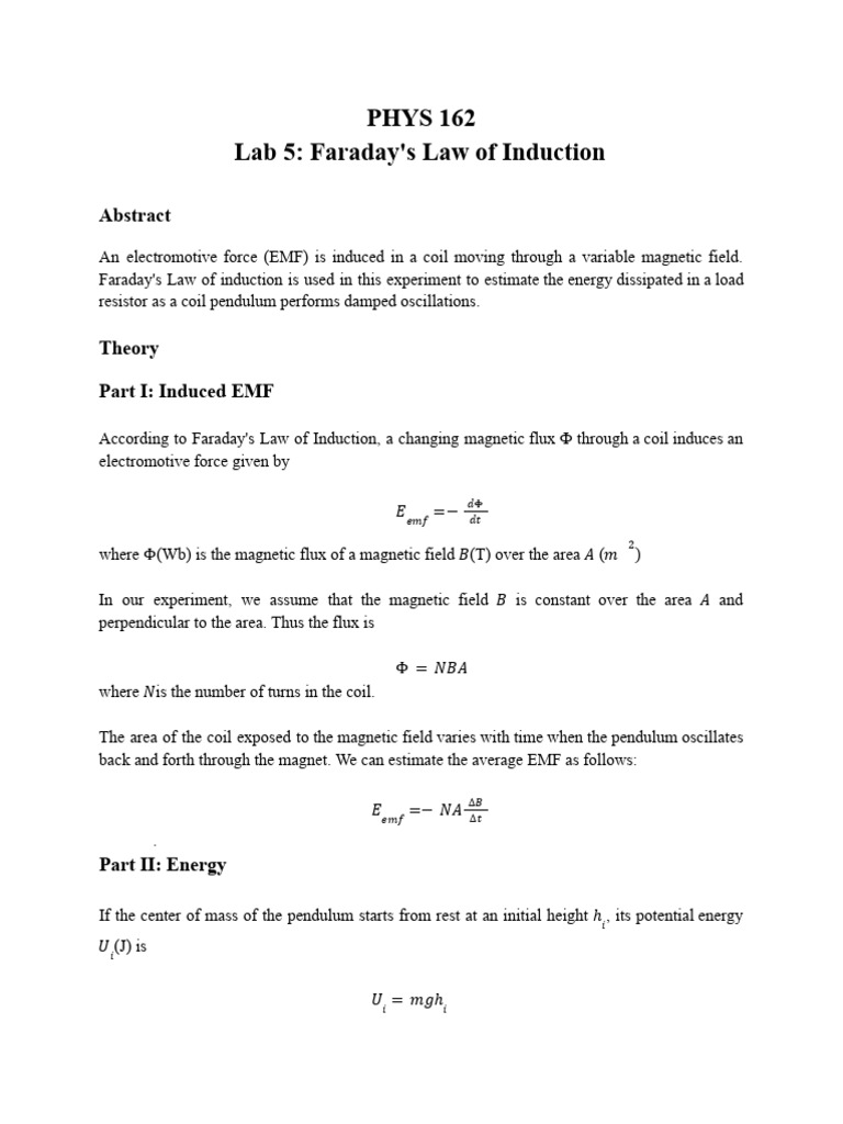 Lab 5 Faraday_s Law of Induction | PDF | Electromagnetic Induction ...