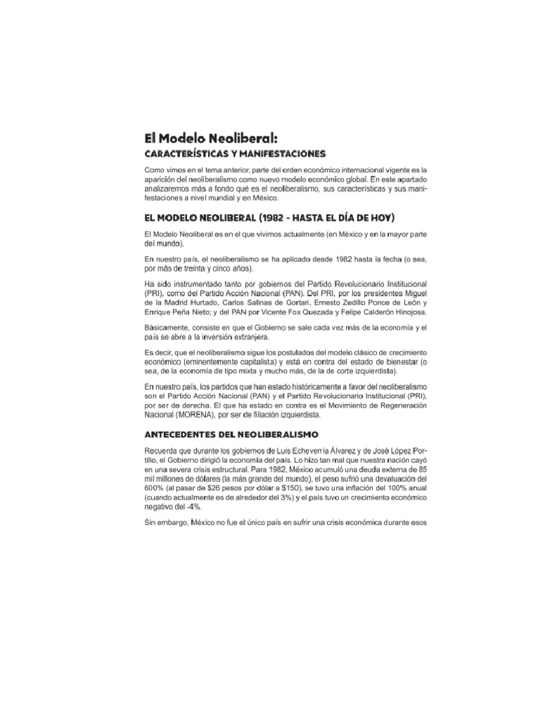 Modelo Neoliberal | PDF