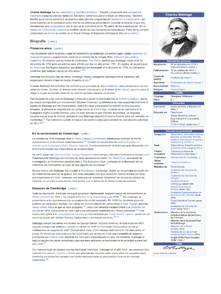 Biografia de Charles Babbage | PDF