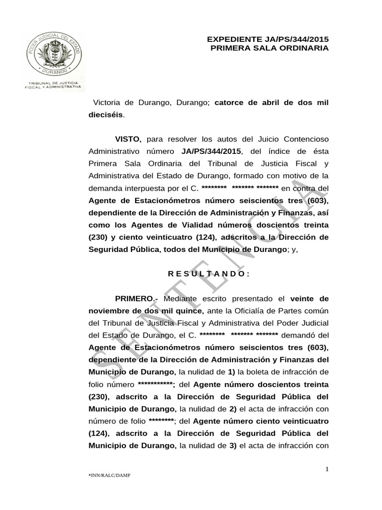 Ejemplo de Sentencia para Nulificar Una Multa | PDF | Caso de ley | Derechos