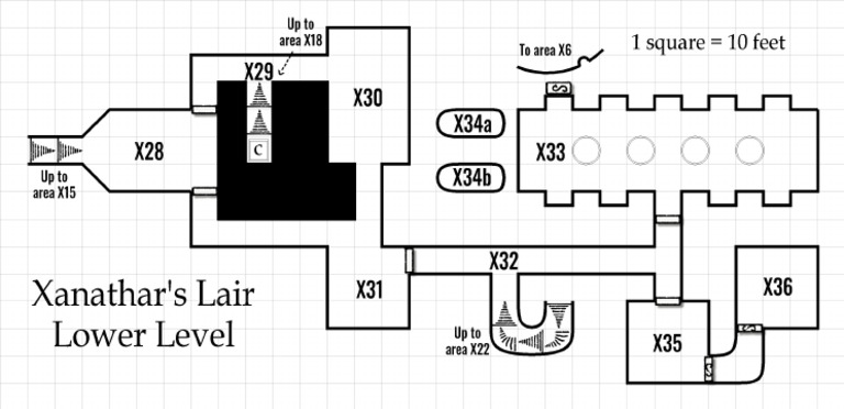 5.1 Xanathar's Lair Lower Level - DM Version Printout With Grid | PDF