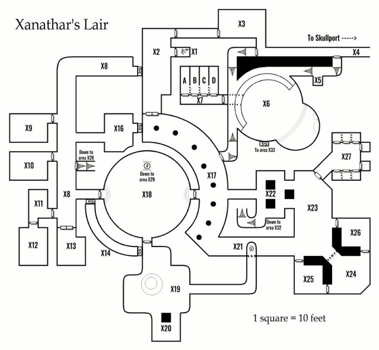 5.1 Xanathar's Lair Main Level - DM Version Printout No Grid | PDF