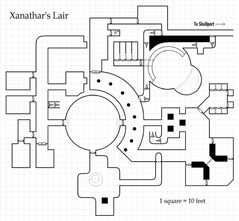 5.1 Xanathar's Lair Main Level - Player Version Printout With Grid | PDF