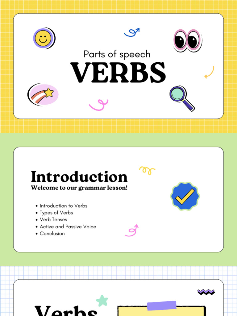 Parts of Speech Verbs Presentation Colorful in Cute Style | PDF | Verb ...