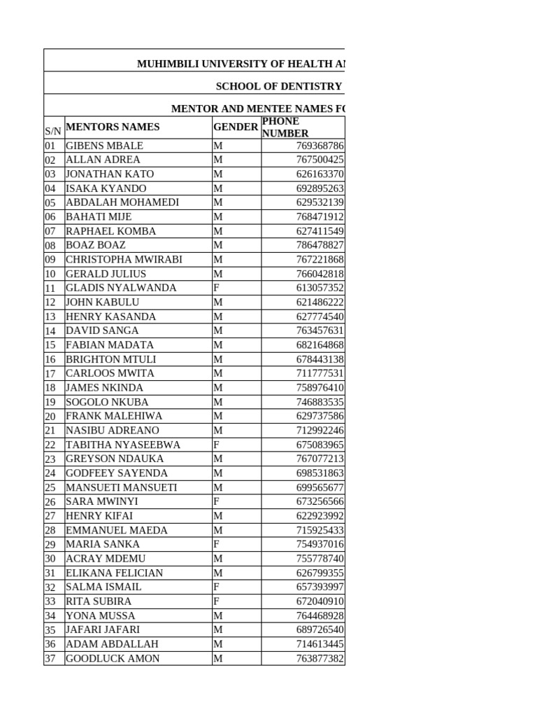 DDS1 Mentors and Mentees List | PDF