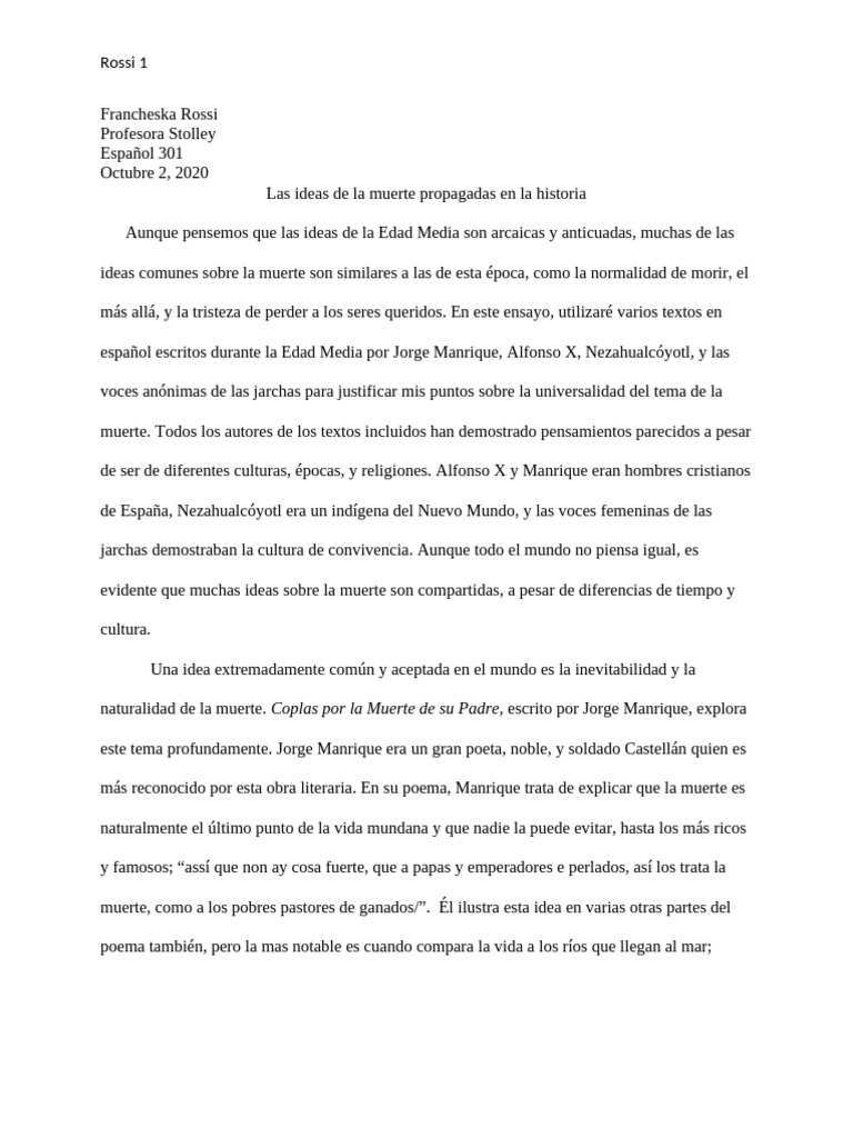 Spanish Paper 1 FINAL | PDF | Muerte | Amor
