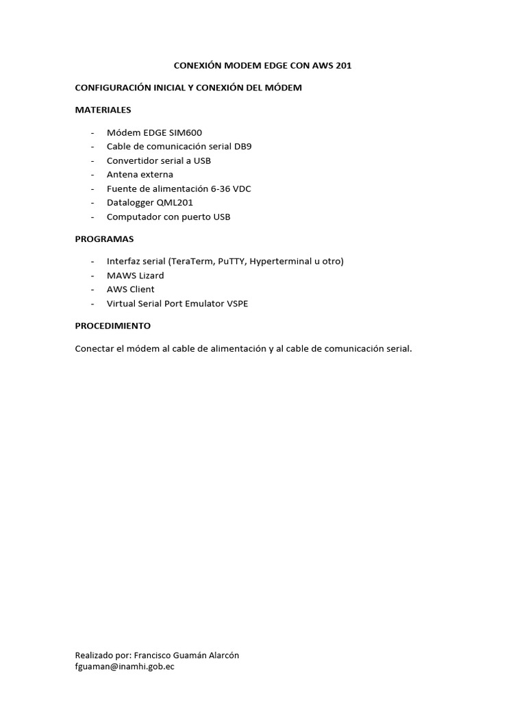 Manual Configuración Módem EDGE_V02 | PDF | Módem | Protocolo de ...