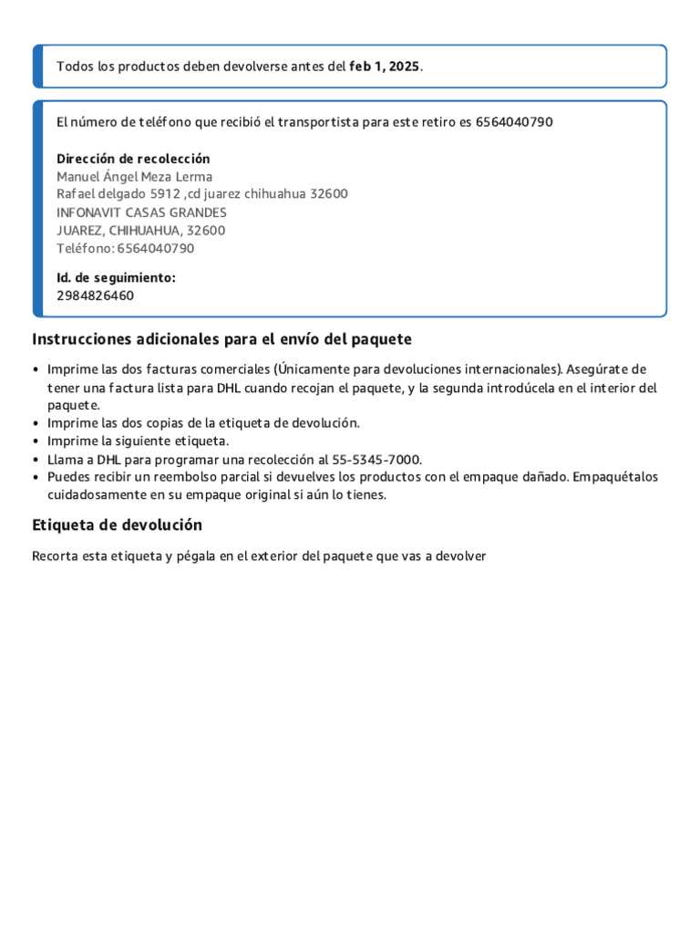 Centro de Devoluciones | PDF