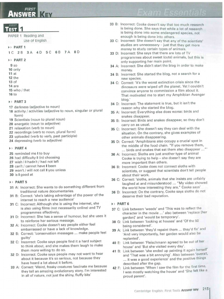 Essentials 2 Test 1 Keys | PDF