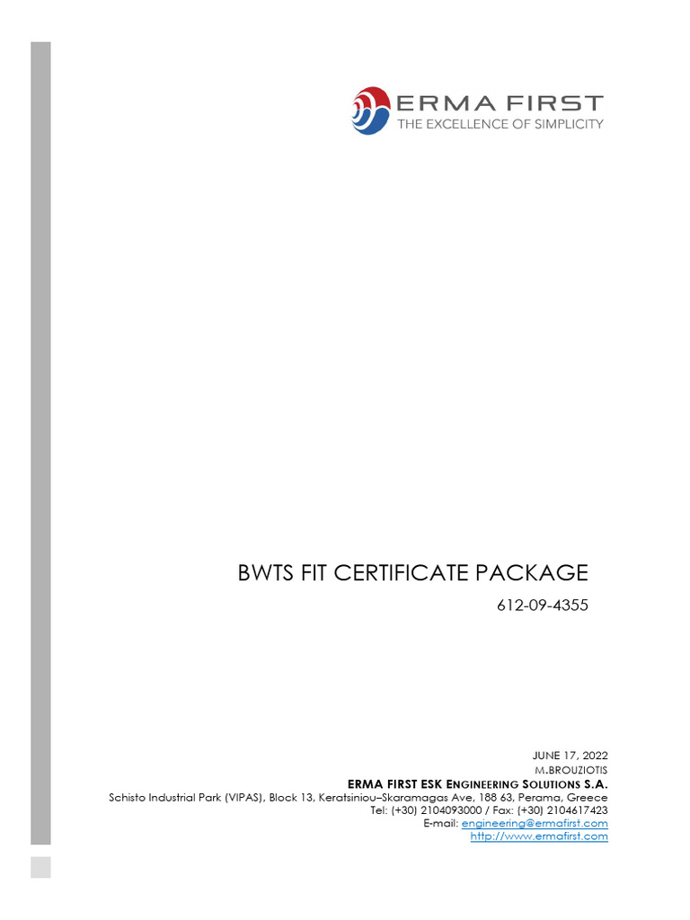 612-09-4355 BWTS FIT Certificate Package | PDF | Salinity