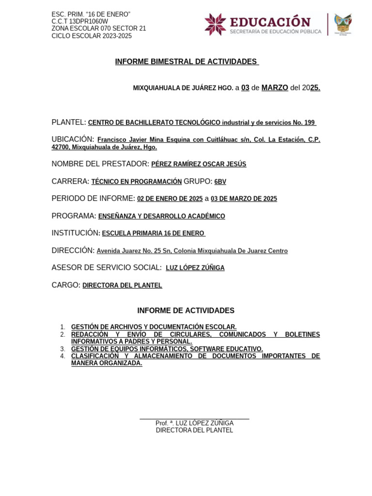 Informe Bimestral 3 | PDF