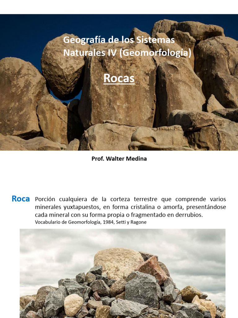 Rocas - Unidad N-1. Geomorfolog-a.pptx | PDF | Roca (geología) | Magma