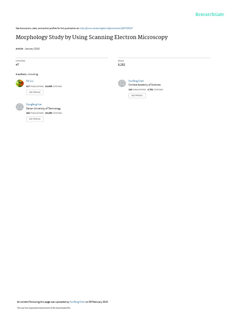 Morphology Study by Using Scanning Electron Micros | PDF | Scanning Electron Microscope | Microscope