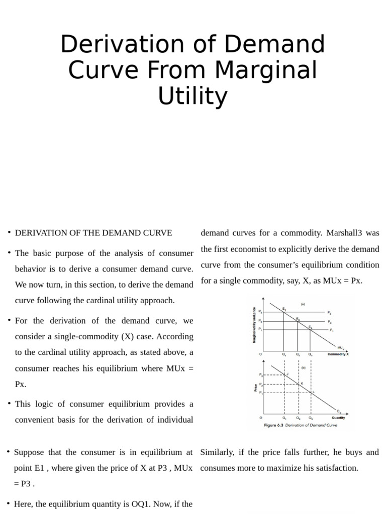 Derivation of Demand Curve From Marginal Utility | PDF