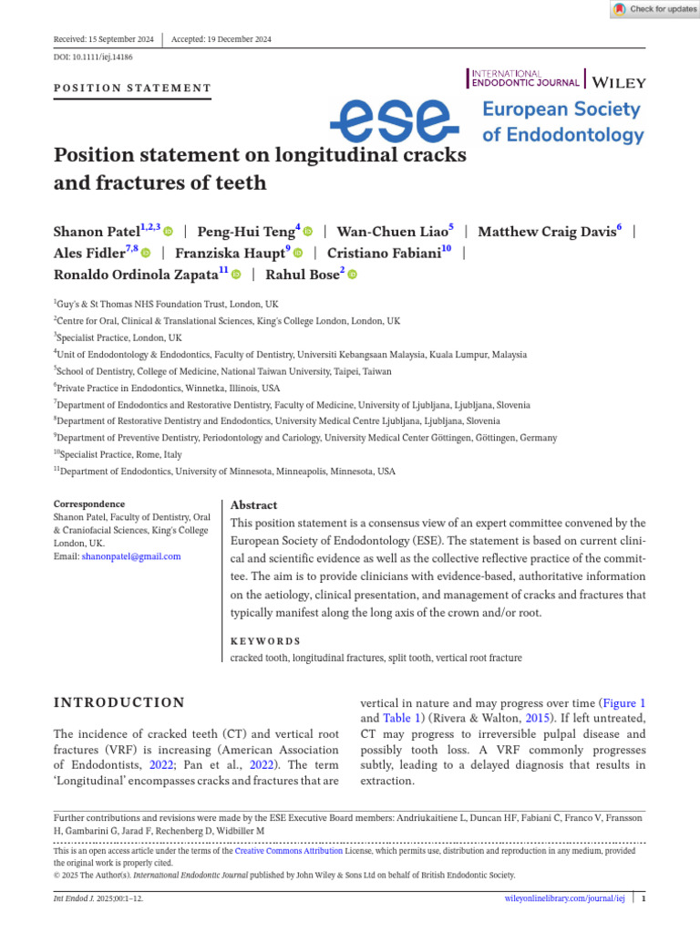 Position Statement on Dental Fractures | PDF | Dental Anatomy ...