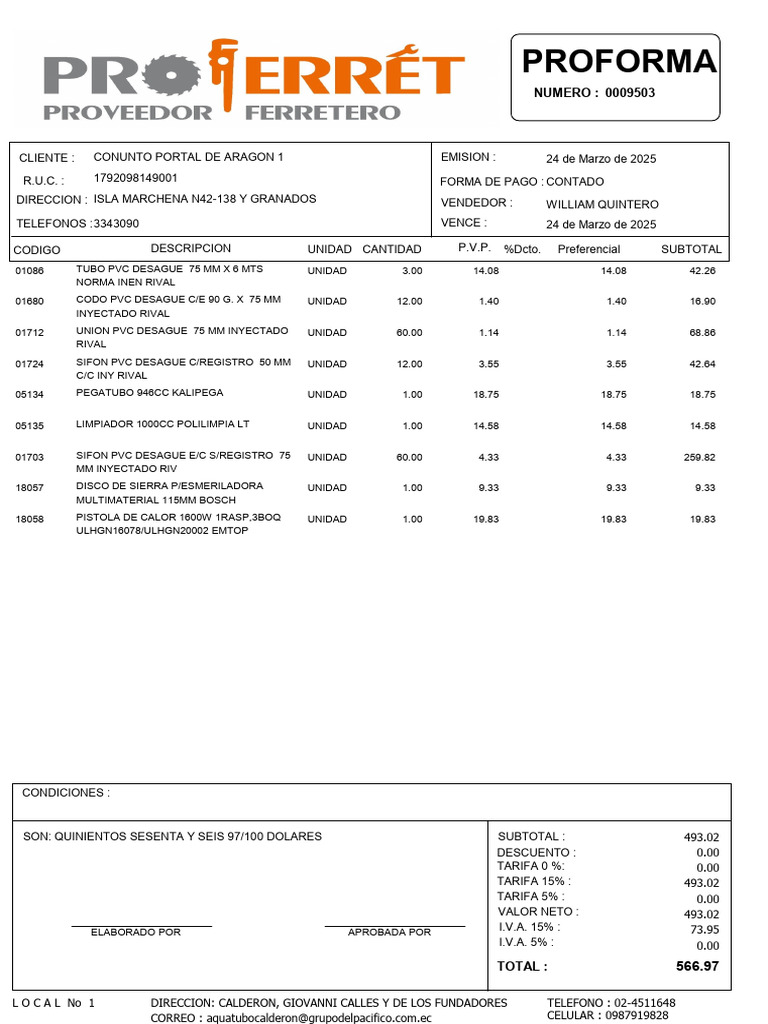 Profroma 9503 Aragon | PDF