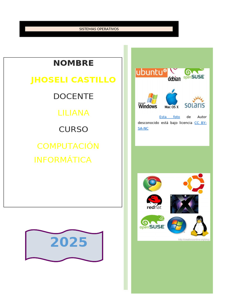 Sistemas Operativos - Jhoseli Castillo | PDF | Microsoft Windows | Sistema operativo
