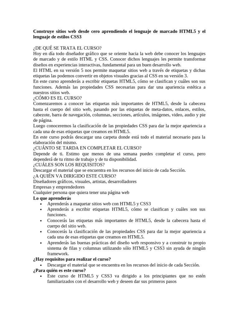 Aprende HTML5 y CSS3 Desde Cero | PDF | Adobe Dreamweaver | HTML