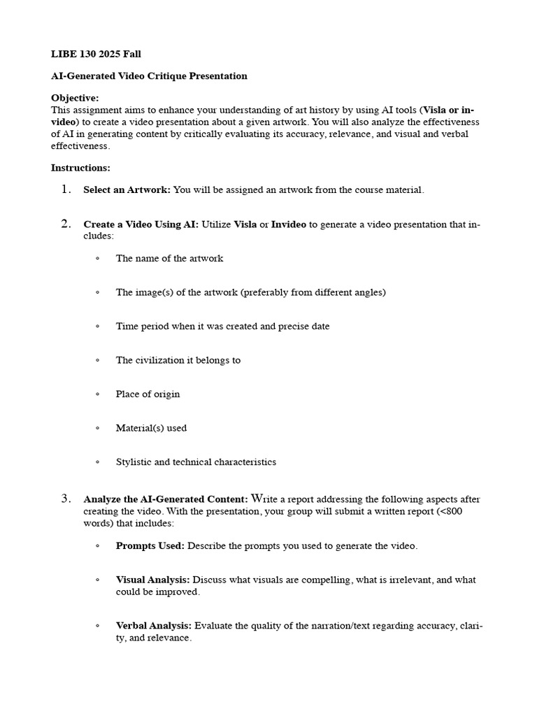 LIBE 130 2025 Fall AI Generated Video Critique Presentation | PDF | Cognitive Science | Cognition