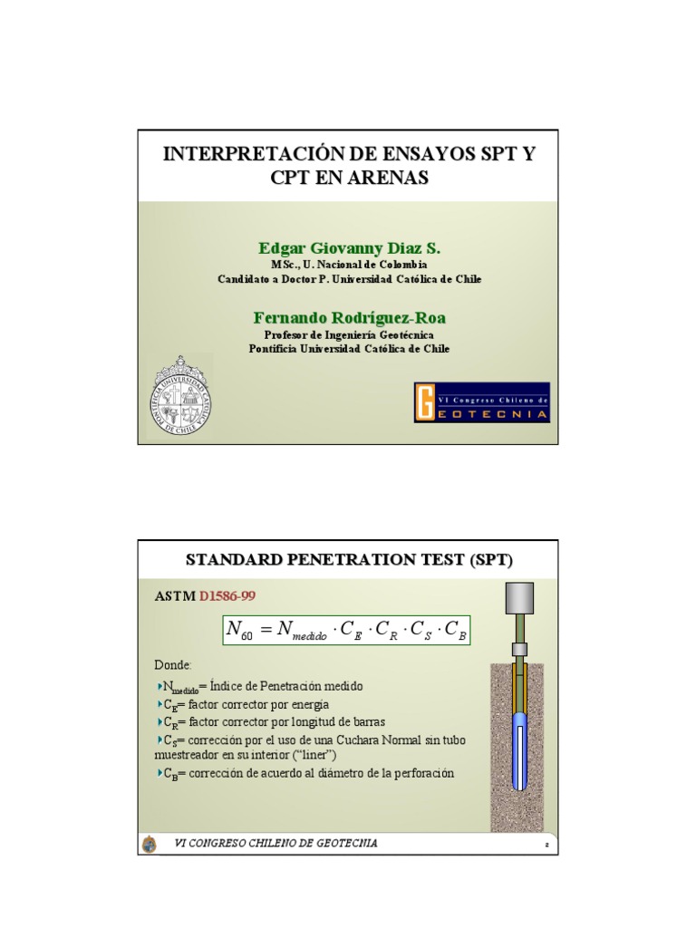 Interpretación SPT y CPT en Arenas | PDF | Ingeniería | Science