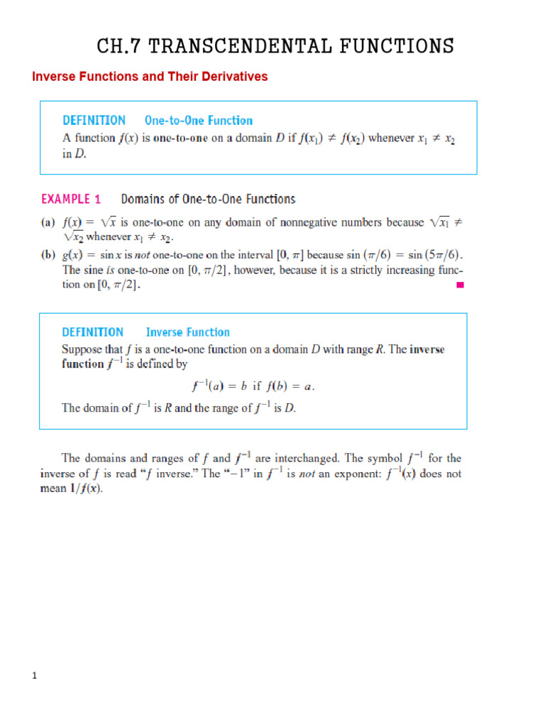 TRANSCENDENTAL FUNCTIONS | PDF
